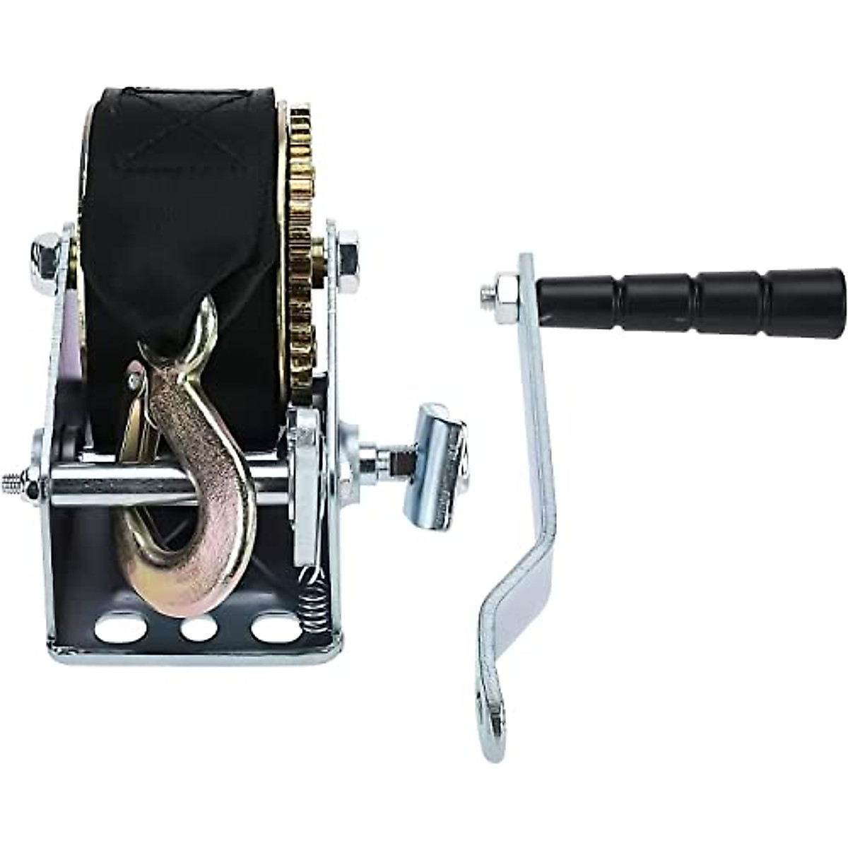 BTSHUB 1000lbs Hand Winch, Hand Crank Strap Cable Gear Winch Durable Gears, Resist Wear & Tear Steel Marine Towing Winches ATV Boat Trailer