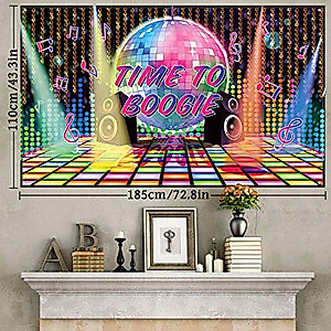 70s Theme Party Decorations Disco Backdrop Banner 60's 70's 80's Photo Booth Backdrop Wall Decorating for Disco Birthday Party Supplies, 72.8 x 43.3 Inch