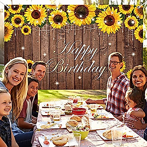 Sunflower Birthday Party Decorations Sunflower Birthday Party Backdrop Rustic Wood Sunflower Floor Cake Table Banner Background for Indoor Outdoor Birthday Party Baby Shower Decorations Supplies