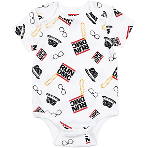 RUN--DMC Hip Hop Newborn Baby Boys 3 Pack Bodysuits Black/White/Gray 6-9 Months