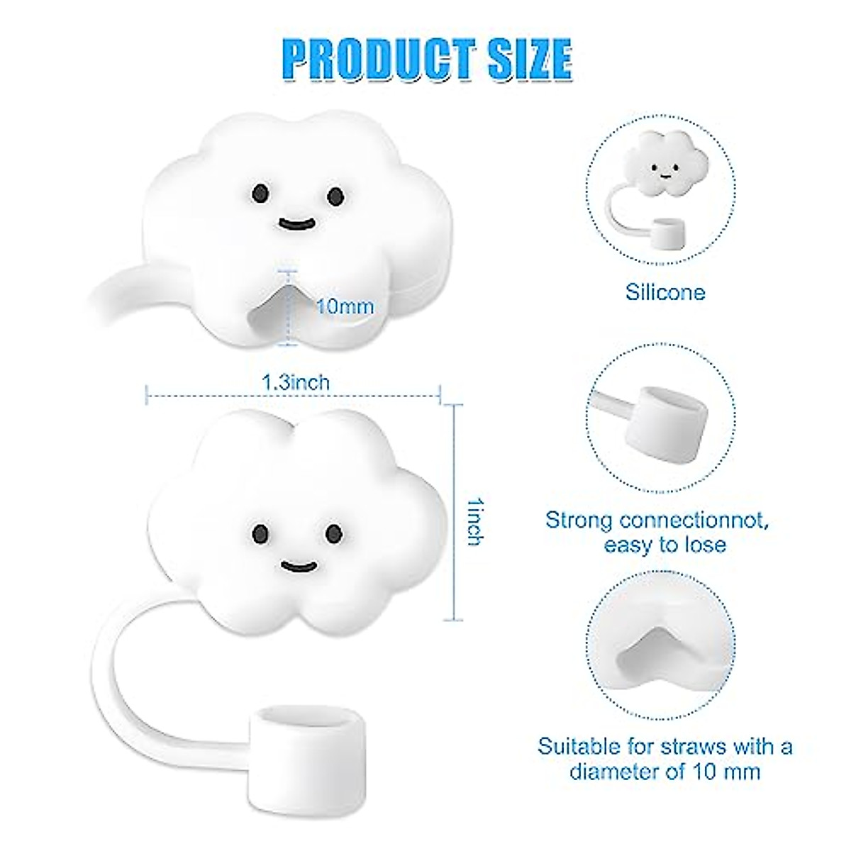 4Pcs Straw Cover Cap for Stanley Cup, Cute Silicone Straw Topper Compatible with Stanley 30&40 Oz Tumbler, Anti-dust Straw Cover, Reusable Straw Cover Cap for 10mm Stanley Cup Straws Accessories