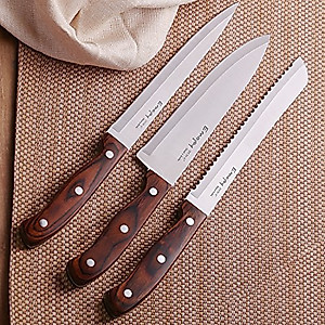 Emojoy Kitchen Knife Set,Knife Set for Kitchen with Block 6 Pcs High Carbon Stainless Steel Wooden Handle Knife Block Set without Steak Knives…