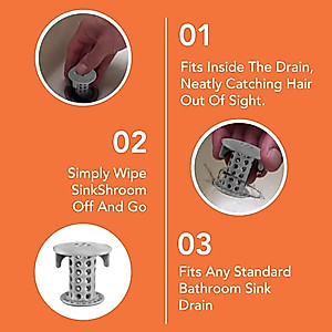 SinkShroom The Revolutionary Sink Drain Protector Hair Catcher/Strainer/Snare, Gray