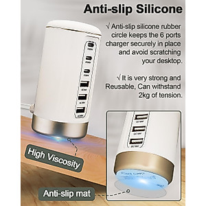 100W USB C Charger for Multiple Devices,6-Port 30W USB-C & 18W USB Ports- Compact, Space-Saving Design Fast Charging Tower for iPhone, Galaxy,Pixel, iPad, Watches,Home Office Use