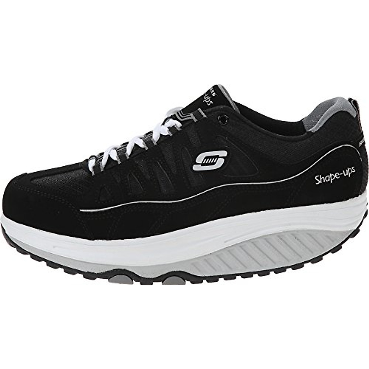 Skechers Women's Shape Ups 2.0 Comfort Stride Fashion Sneaker, Black/White, 6.5 M US