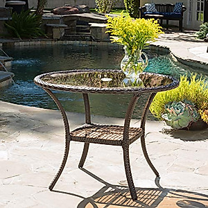 Christopher Knight Home San Pico Wicker Glass Table, Multibrown