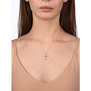 VAARYA Natural Diamonds Cross Pendant AGS Certified 14K Hypoallergenic White Gold 1.00 Ctw. GH/SI2-I1