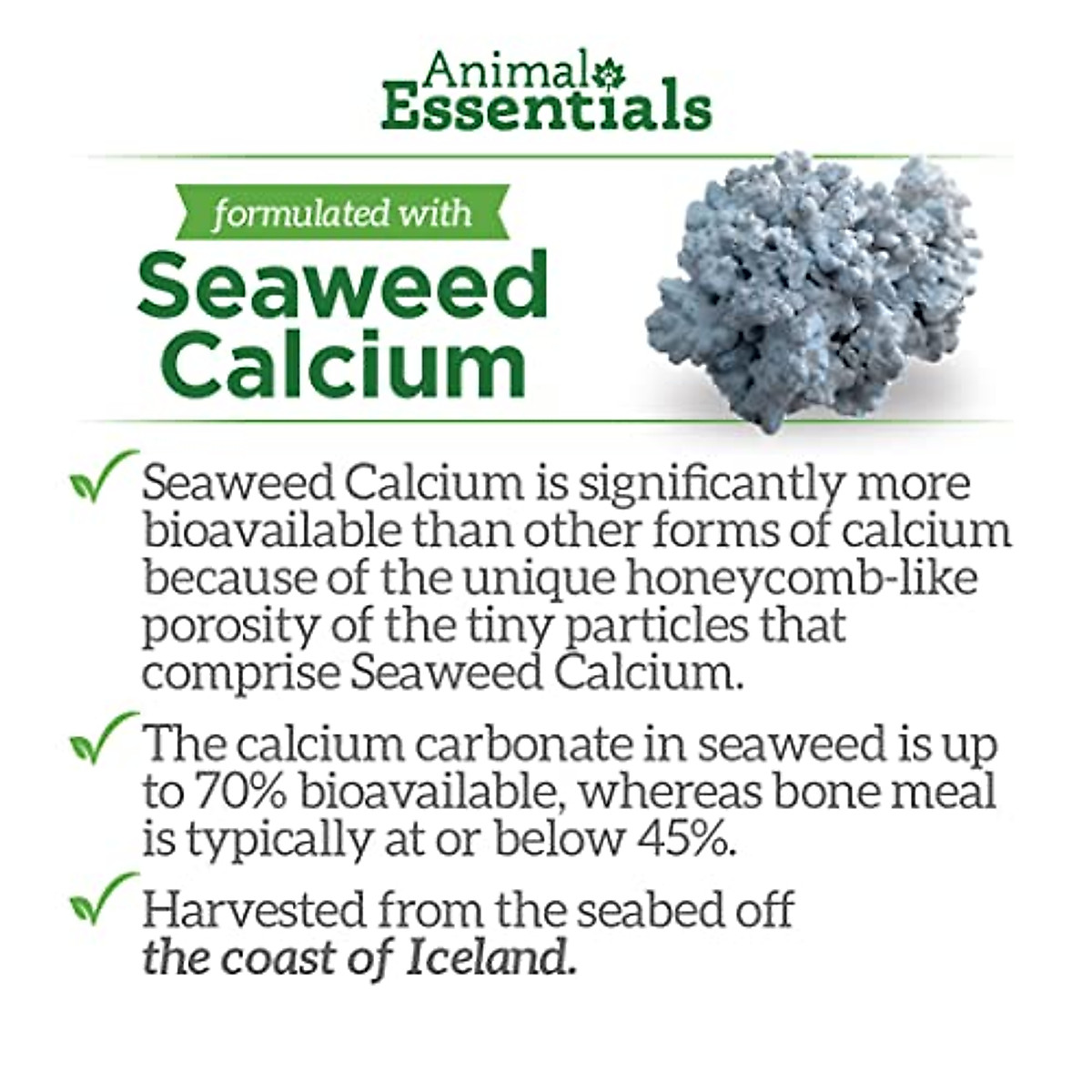 Animal Essentials Seaweed Calcium Supplement for Dogs & Cats, 12 oz, Iceland Seaweed Magnesium, Boron, Zinc
