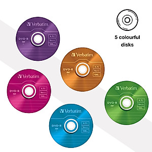 Verbatim 43557 DVD-R 16x Non-Printable Slim Case (Pack of 5), 1