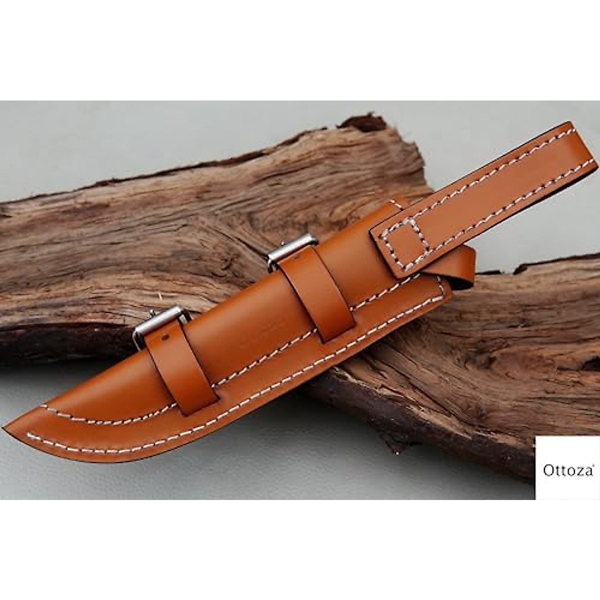 Ottoza Handmade Leather Knife Sheath SIDE DRAW Knife Sheath - Bushcraft Knife Sheath - Hunting Knife Sheath - Survival Knife Sheath - Vertical Knife Sheath Brown TOP GRAIN LEATHER No:75