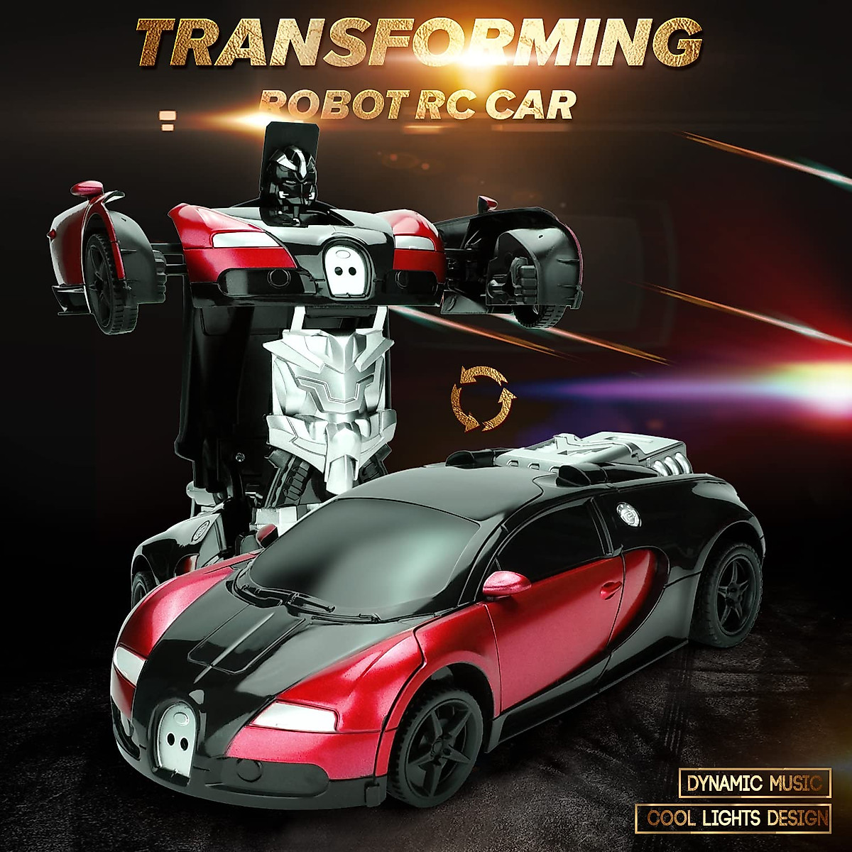 VillaCool Remote Control Car for 4 5 6 7 8-13 Year Old Kids, Exciting Transform Robot RC Car with One-Button Deformation & 360 Speed Drifting, New Year Birthday for Boys/Girls (Red)