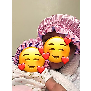 AKISS Reversible Satin Silk Sleep Hair Bonnet for Newborn Baby Girl Boy (Taffy/Lavender, 1~3 M)