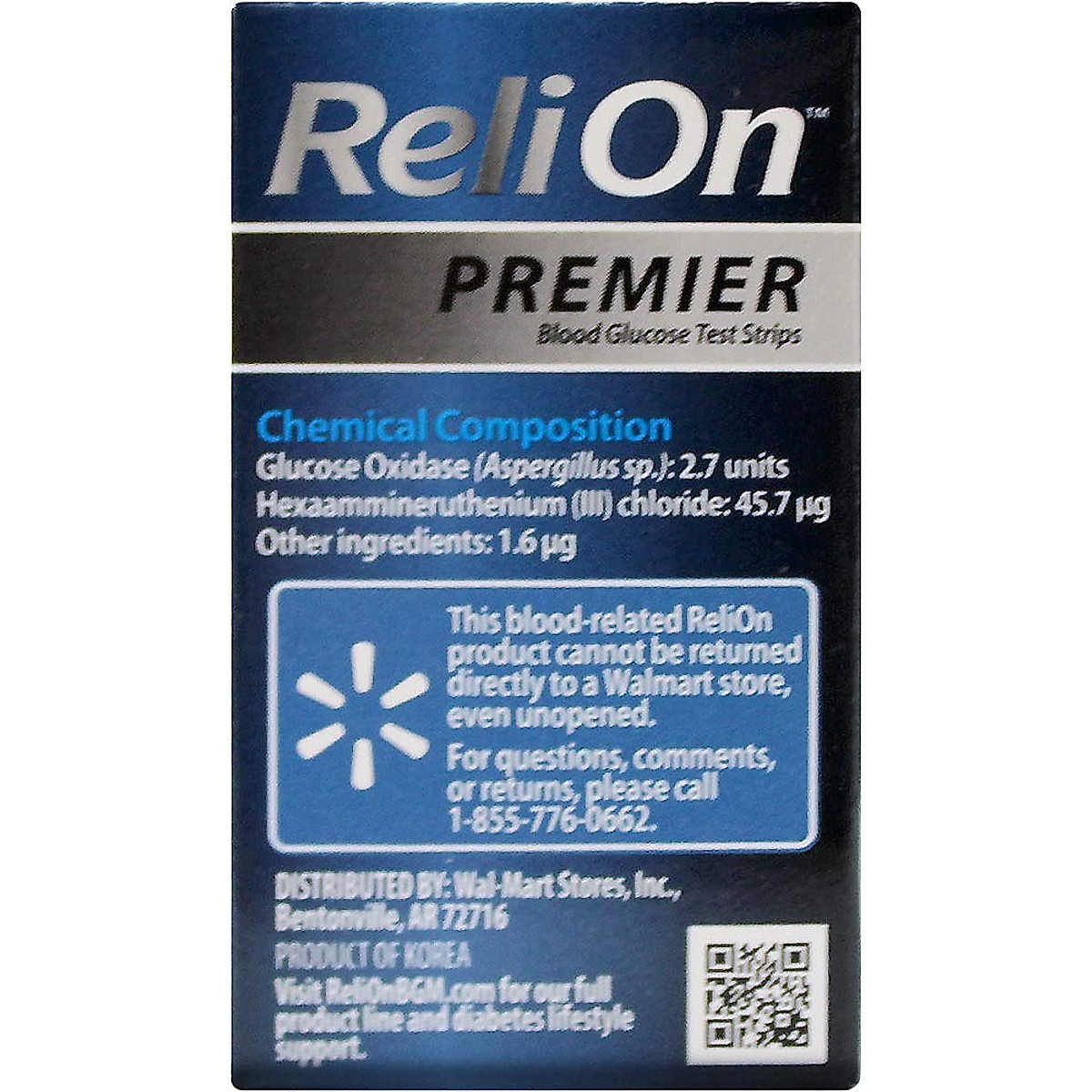 ReliOn Premier Blood Glucose Test Strips, 100 Ct (2 pk)