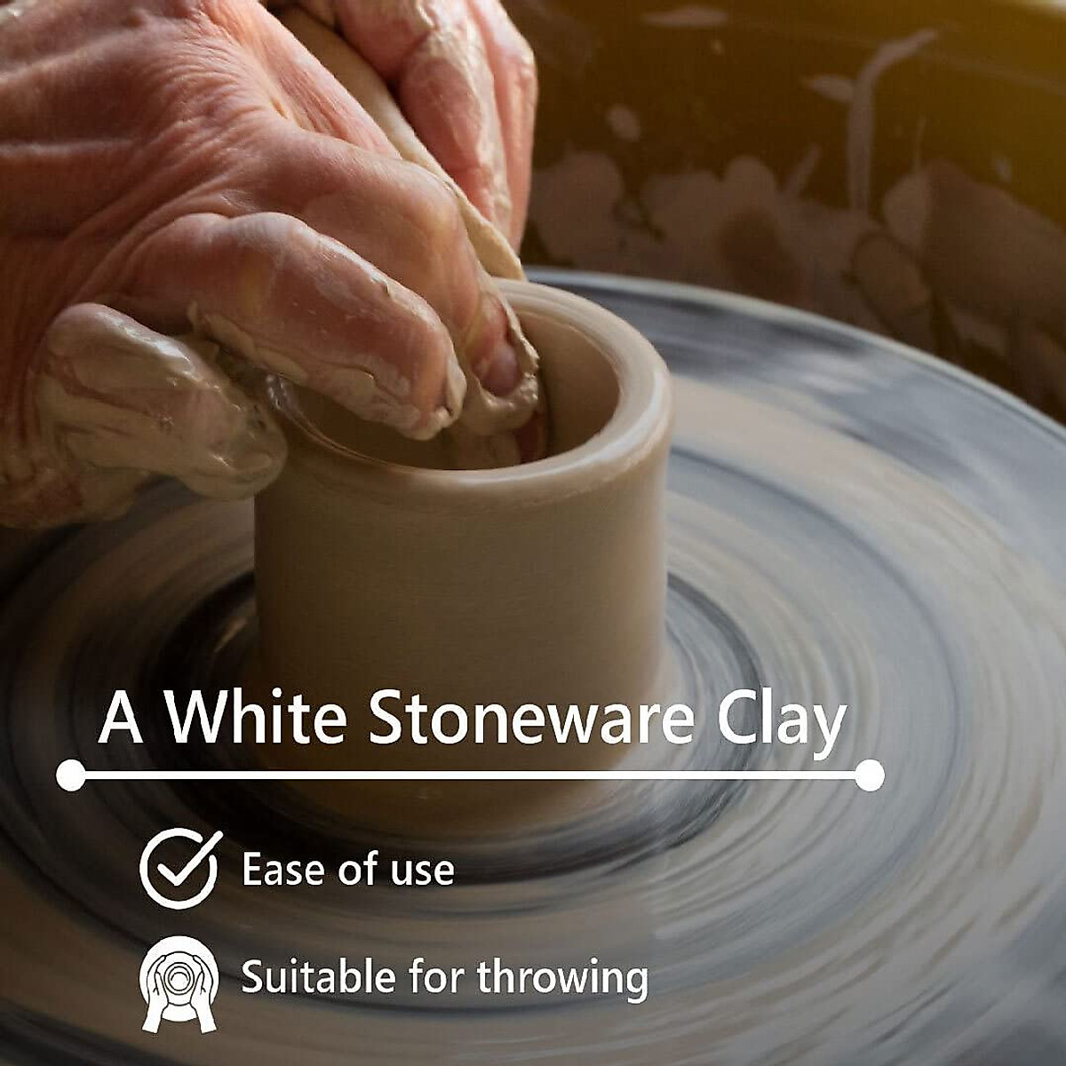 Old Potters Mid High Fire White Stoneware Clay for Pottery | Cone 5 - 10 | Ideal for Wheel Throwing, Hand Building, Sculpting | Great for All Skill Levels | Greenware Clay, 10 lbs.