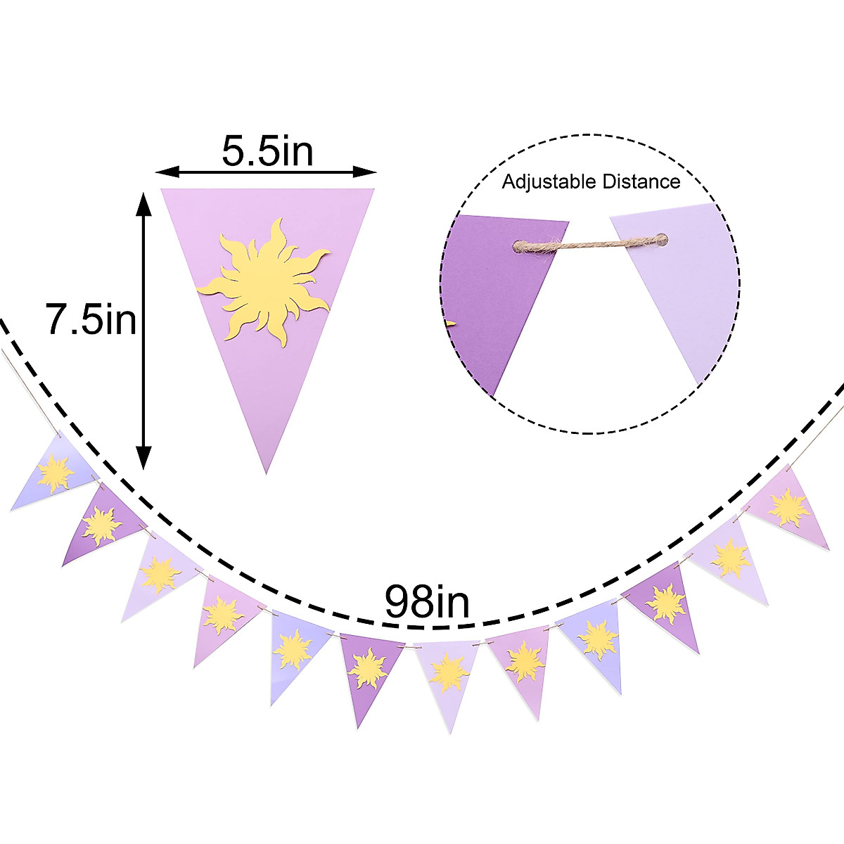 WAWOO Highchair Banner for 1st Birthday - Purple Sun Flag Banner, Purple Sun Hanging Bunting Banner, Purple Sun Birthday Party, Photo props,Purple Birthday Decoration (Flag Banner)