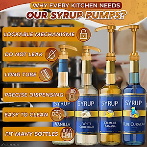 4Pcs Coffee Syrup Pump Dispenser Compatible with Torani Syrup Pump - Creamer Pump for Coffee Syrup Bottle (25.4 oz-750ml) - Davinci Syrup Pump Bottle Pump Dispenser Coffee Syrup Pumps ALPENKOK