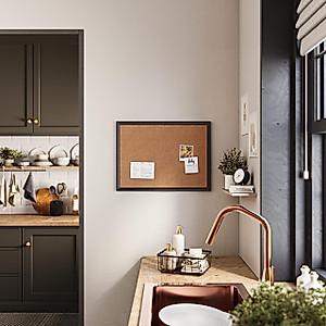 U Brands Cork Bulletin Board, 17" x 23", Black Wood Frame (026U00-01)