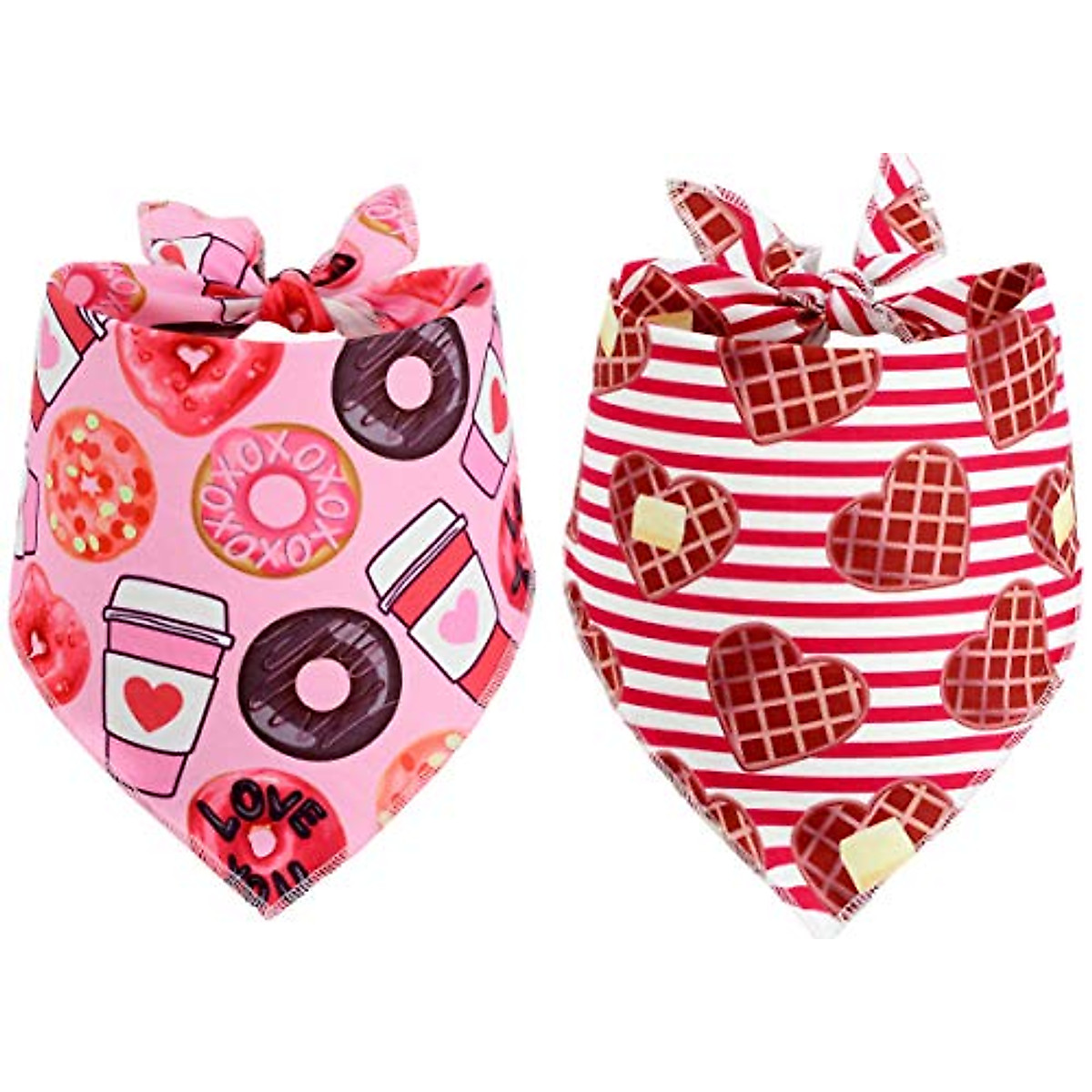 Valentines Day Dog Bandana 2 Pack - Triangle Bibs Pet Scarf for Small Dogs Puppy Cat