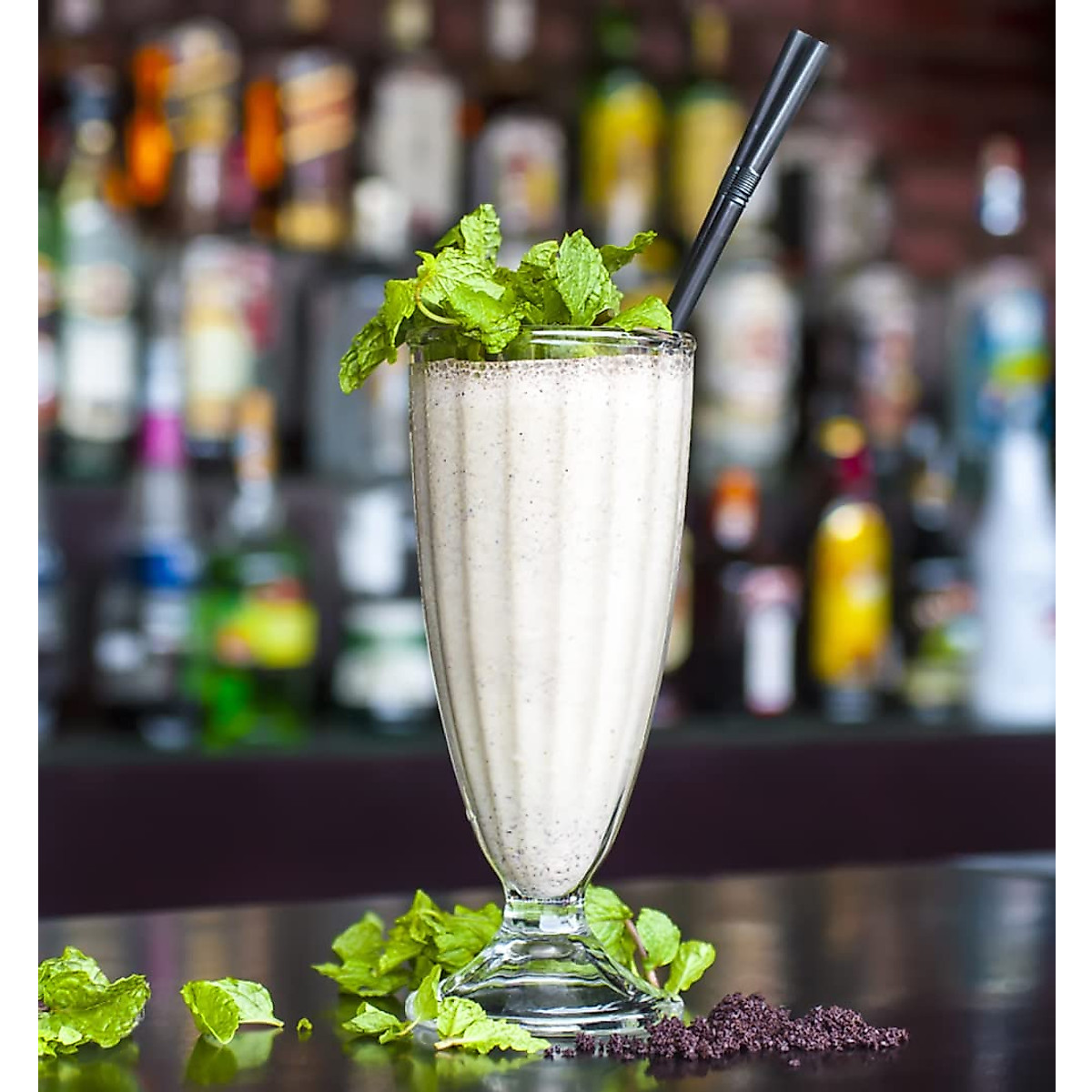 Cezoyx Set of 6 Milkshake Glasses with Spoons, 12 Oz Old Fashioned Soda Glasses Clear Cocktail Glasses, Ice Cream Sundae Cups for Smoothies, Milk Shakes, Sundaes and more