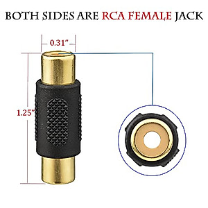 Warmstor 20 Pack RCA Female to Female Coupler Audio Video Adapter Gold Plated, for Phono,Speaker,RCA Cable,Amplifier