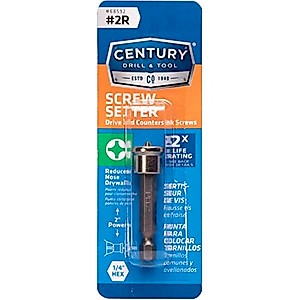 Century Drill & Tool 68592 #2R Drywall Power Screw Setter, 2" length