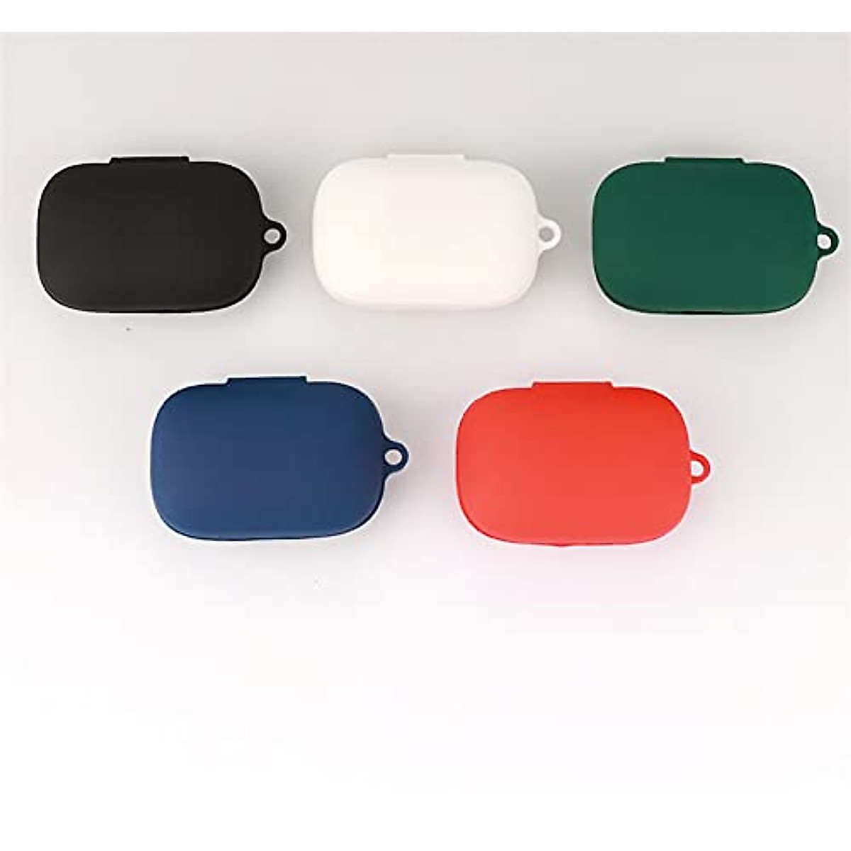 2 Pack DAYJOY Soft Silicone Protective Case Cover Compatible with Skullcandy Push Active Earbuds, Protective Skin Sleeve with Key Chain(Black+Blue)