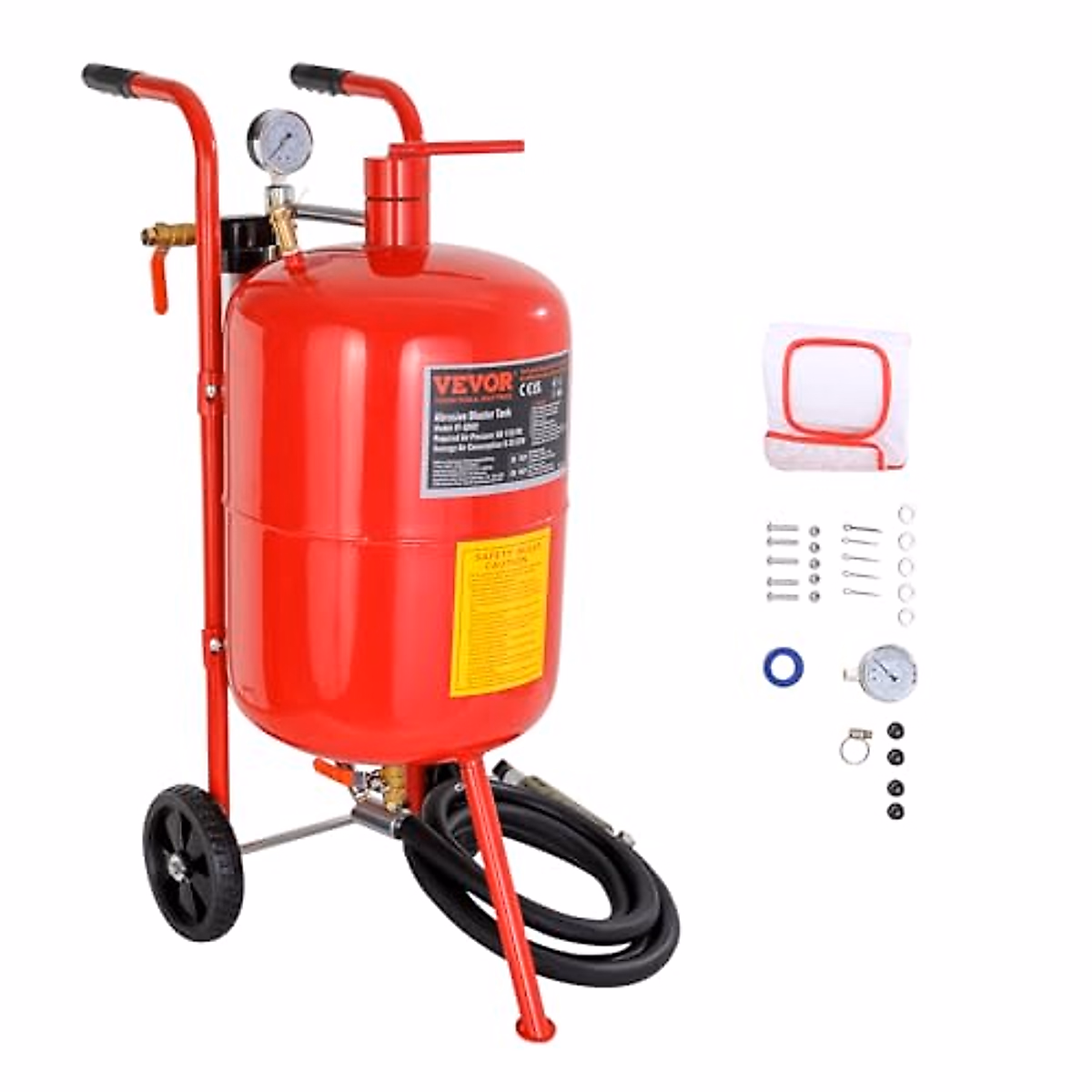 Sand Blaster VEVOR 10Gal Pot Sandblaster, 125 Psi Pressure Sand Blasting Complete Kit for Paint, Stain, Rust Removal and Special Surface Treatment of Material