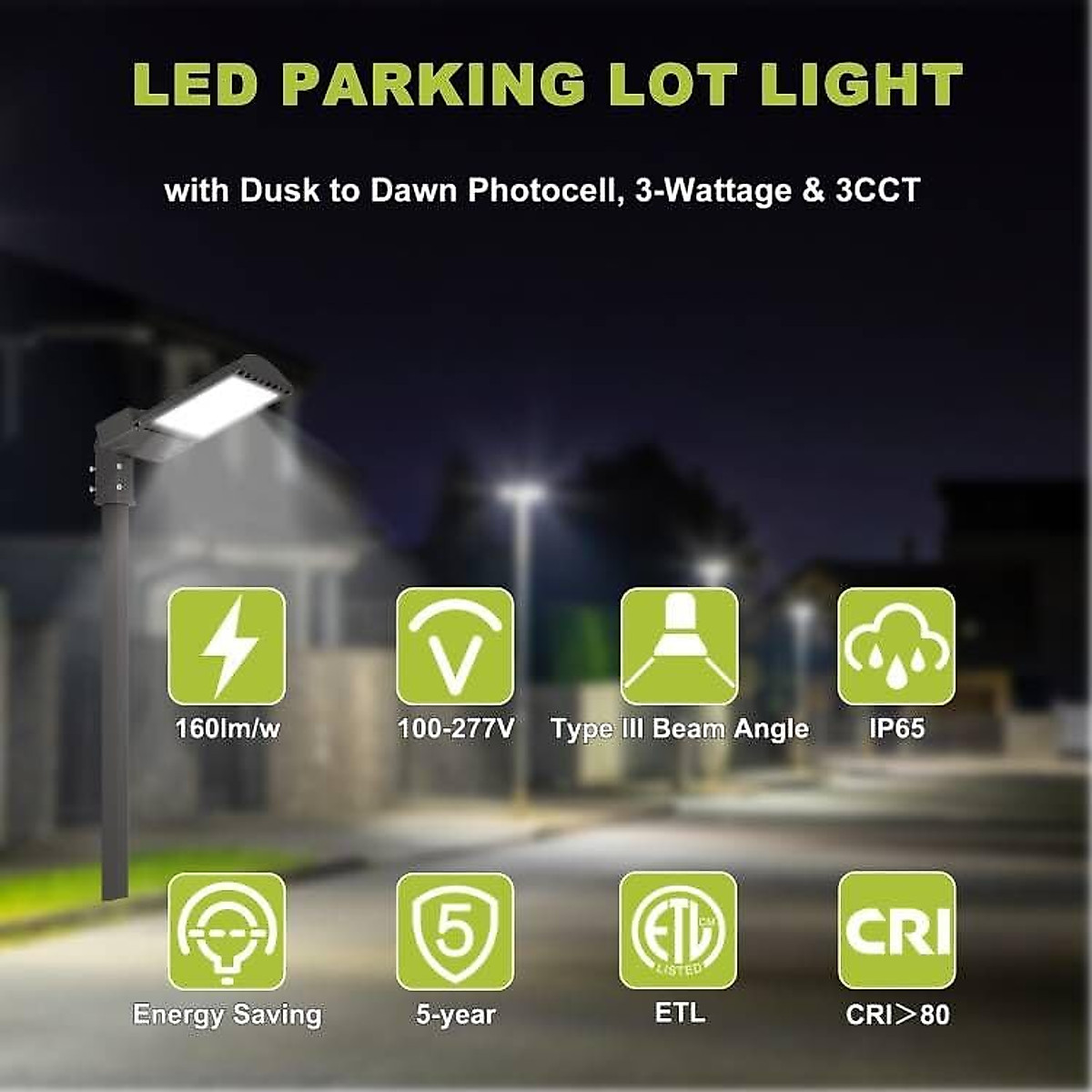 Hylele LED Parking Lot Lights 300w-240w-200w turnable 5700k/5000K/4000K Adjustable Dusk-to-Dawn Photocell Outdoor IP65 Commercial Street Area Lighting 1 Pack (Optional Motion Sensor, Extra Purchase)