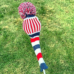 American Flag Patriotic Golf Headcover - USA Flag Novelty Golf Headcover - US National Anthem Stars and Stripes Golf Star Spangled Banner July 4th Patriot Knit Head Cover - Fits 460cc Drivers
