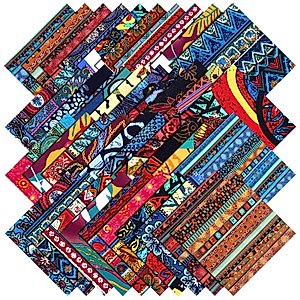 Mixweer 40 Pcs 10 x 10 Inch African Print Fabric Indian Cotton Fabric Indian Block Print Fabric Squares Vintage Multicolor Ethnic Style Decorative Fabric for Quilting Sewing Patchwork DIY Craft