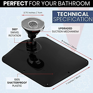 MIRRORVANA Fogless Shower Mirror for Shaving with Upgraded Suction, Dual Anti Fog Design, Shatterproof Surface & 360° Swivel, 8" x 7"
