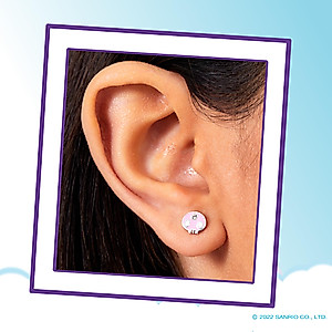 Sanrio Womens Pink Skull and Kuromi Earrings Set 2 Pairs - Silver Plate and Enamel Sanrio Stud Earrings Officially Licensed