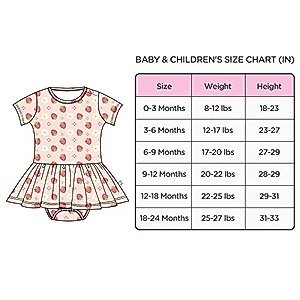 LITTLE JAMJAMS Baby Twirl Skirt Bodysuit - Infant Girl Clothes - Viscose from Bamboo - Strawberry Sweetie Pink 12-18 Months