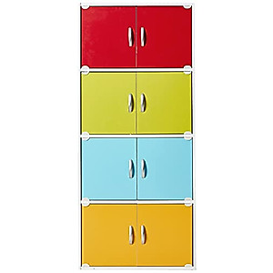 Hodedah Bookcase, 4 Shelf, Rainbow