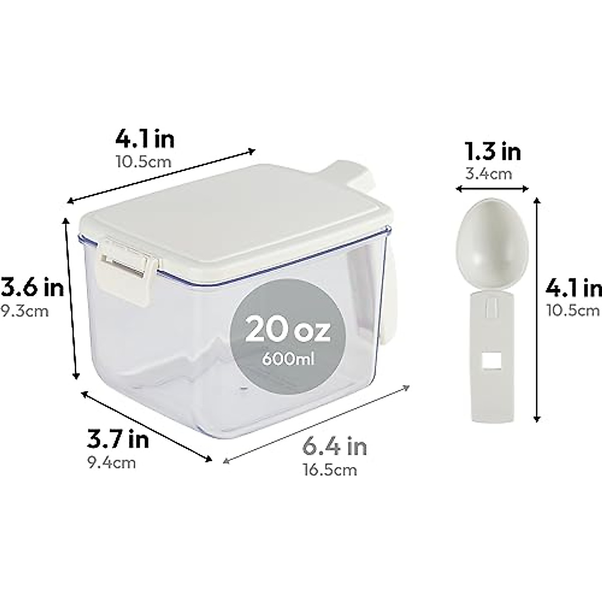 carrotez 2 Pack Airtight Spice Containers with Labels and Spoons, Food Storage Containers for Herbs, Coffee, Seasoning Organization, BPA free - White