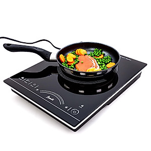 Avanti IH1800L1B-IS Portable Cooktop Electric Stove Top Hot Plate with Single Induction Burner, 6 Power Settings, Temperature Touch Control 140-460F, 1800-Watts, Black