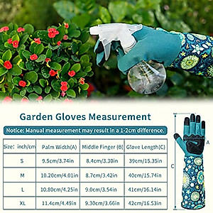 HODUP Gardening Gloves for Women,Long Floral Print Garden Rose Cactus Pruning Thorn-Proof Breathable Work Gloves with Touch Screen (Medium, Dandelions)