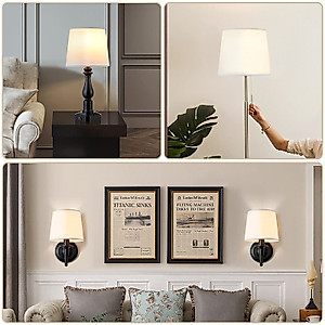 Set of 2 Double Medium Lamp Shades, White Drum Lamp Shade for Table Lamp and Floor Light, Fabric Natural Linen Handmade, 8x10x8.5 inch, Spider (White)