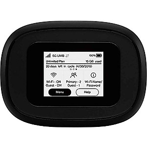 C5G Bundle | Inseego Verizon 5G and 4G LTE MiFi M1000 Hotspot Bundled with 2 Batteries (1 Stock + 1 Extra) | Connect up to 15 WiFi Devices and 1 Wired | Great for Remote Workers Wi-Fi 2.4 GHz & 5 GHz