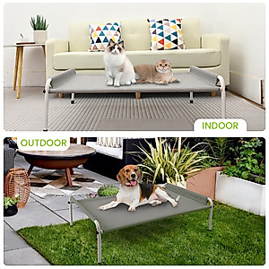 Fattong's Lab Dog Bed, Elevated Dog Cot with Metal Frame and Washable mat, Strong Load Bearing,Medium Size,29.5 * 22.4 * 7.8 Inch,Grey.