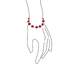Protection Good Luck Amulet Turkish Translucent Red Glass Bead Evil Eye Bracelet For Women Teen .925 Sterling Silver 7.5 Inch