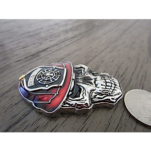 Firefighter First Responder Prayer Skull Challenge Coin