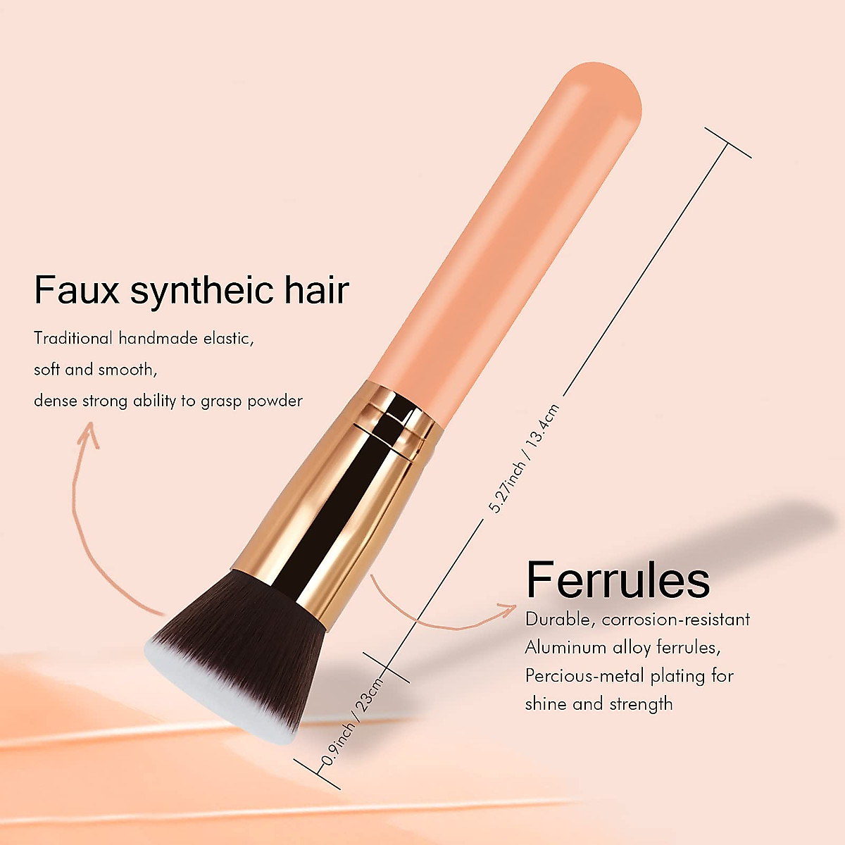 Foundation Brush, Flat Top Kabuki Brush by Refreshyourlife, Liquid Blending Mineral Powder Makeup Brush (Orange)