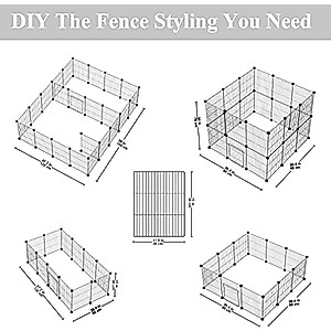 LANGXUN DIY Small Animal Pet Playpen with Door, Rabbit, Guinea Pig Cages, Puppy, Kitten Playpen | Indoor & Outdoor Portable Metal Wire Yard Fence, 12pcs Pet Panels
