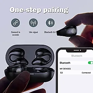Wireless Ear Clip Bone Conduction Headphones Bluetooth Wireless Clip On Open Ear Headphones Earbuds Earclip Bone Conduction Earbuds Head Set Waterproof Bone Conducting Ear Buds Induction Headphones