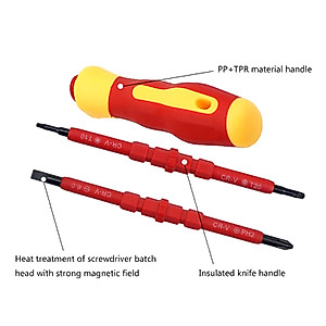 Insulated Interchangeable Set Includes Handle Magnetic Tip 8-Piece Insulated Screwdriver Set Electrician Magnetic 1000v