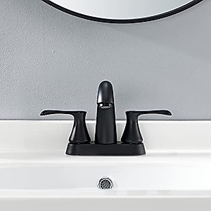 Lexdale Bathroom Sink Faucet Vanity Faucet Centerset 2 Handles Black Brass Bathroom Lavatory Faucet with Pop up Drain and Supply Lines