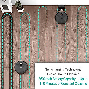 MT-200 Robot Vacuum Cleaner, 1800Pa Strong Suction WiFi/App Self-Charging Robotic Vacuums Quiet Mini Vacuum Cleaner for Pet Hair, Hard Floor, Medium-Pile Carpets