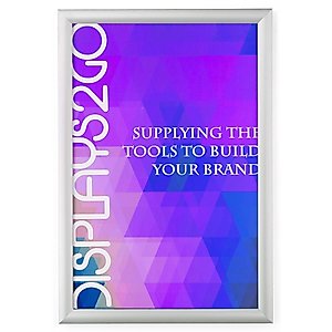 Displays2go 24 x 36 Wall Mounted Snap Frame, Quick Clip Mounting Style, Aluminum Construction – Brushed Silver (QCX45SLV36)