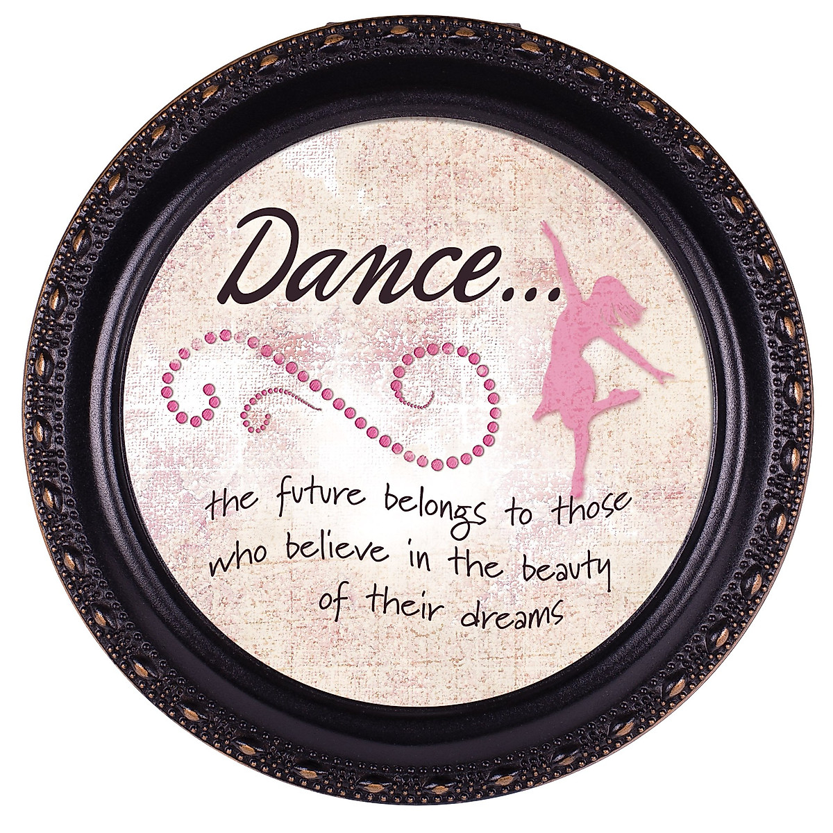 Cottage Garden Future Belongs to Those Who Believe Black Rope Trim Petite Round Jewelry and Keepsake Box